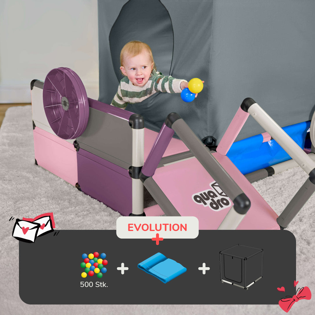 Evolution Home + Poolfolie XS + 500 Bälle + PlayCube Home – QUADRO THE GIANT CONSTRUCTION KIT
