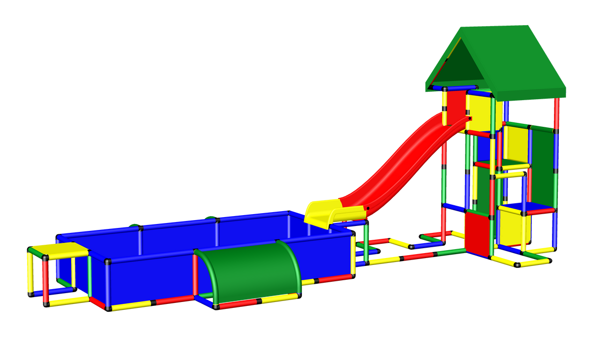 Universal + Modularrutsche + Pool XXL – QUADRO THE GIANT CONSTRUCTION KIT